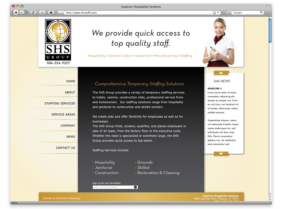 New Orleans Website Design | Website Development | SHS Group Website ...